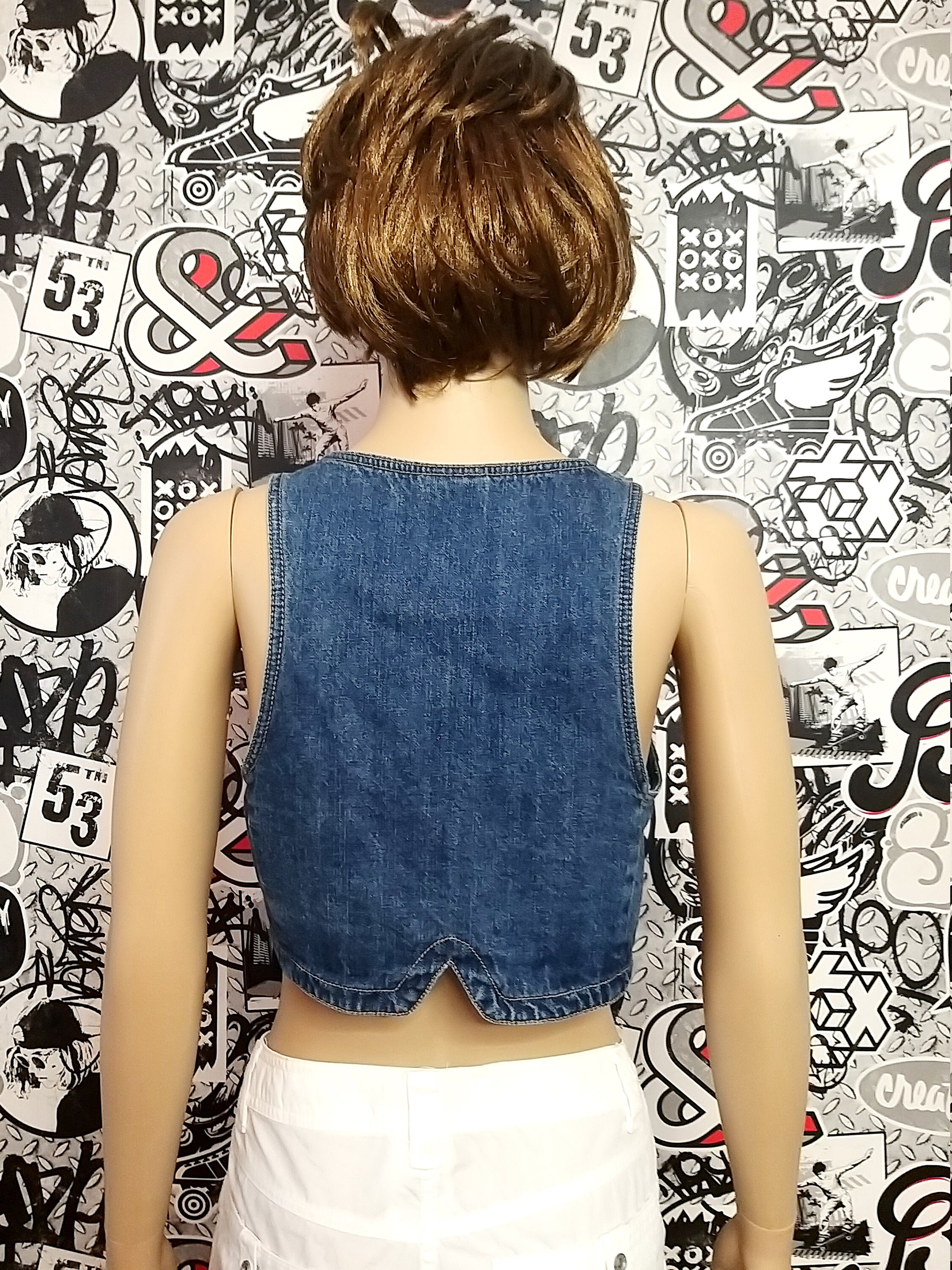 Womens denim Vest Vintage BLUE denim Top BLUE jeans Top jeans | Etsy