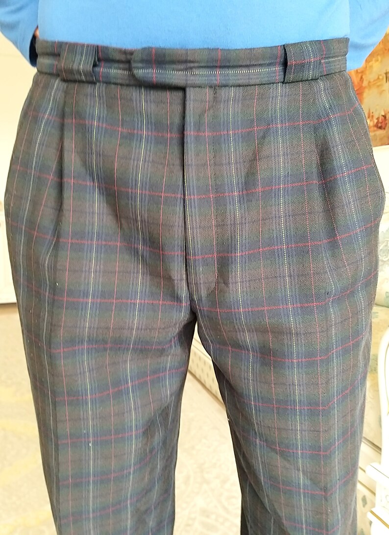 Wool Pleated Pantstartan Pants Retro Pants Mens Pants High | Etsy