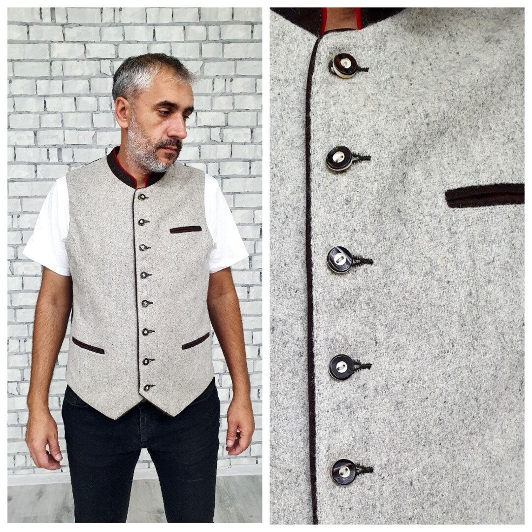Mens Vest Groom Vest Mens Wool Vest Vintage Festival Vest Trachten ...