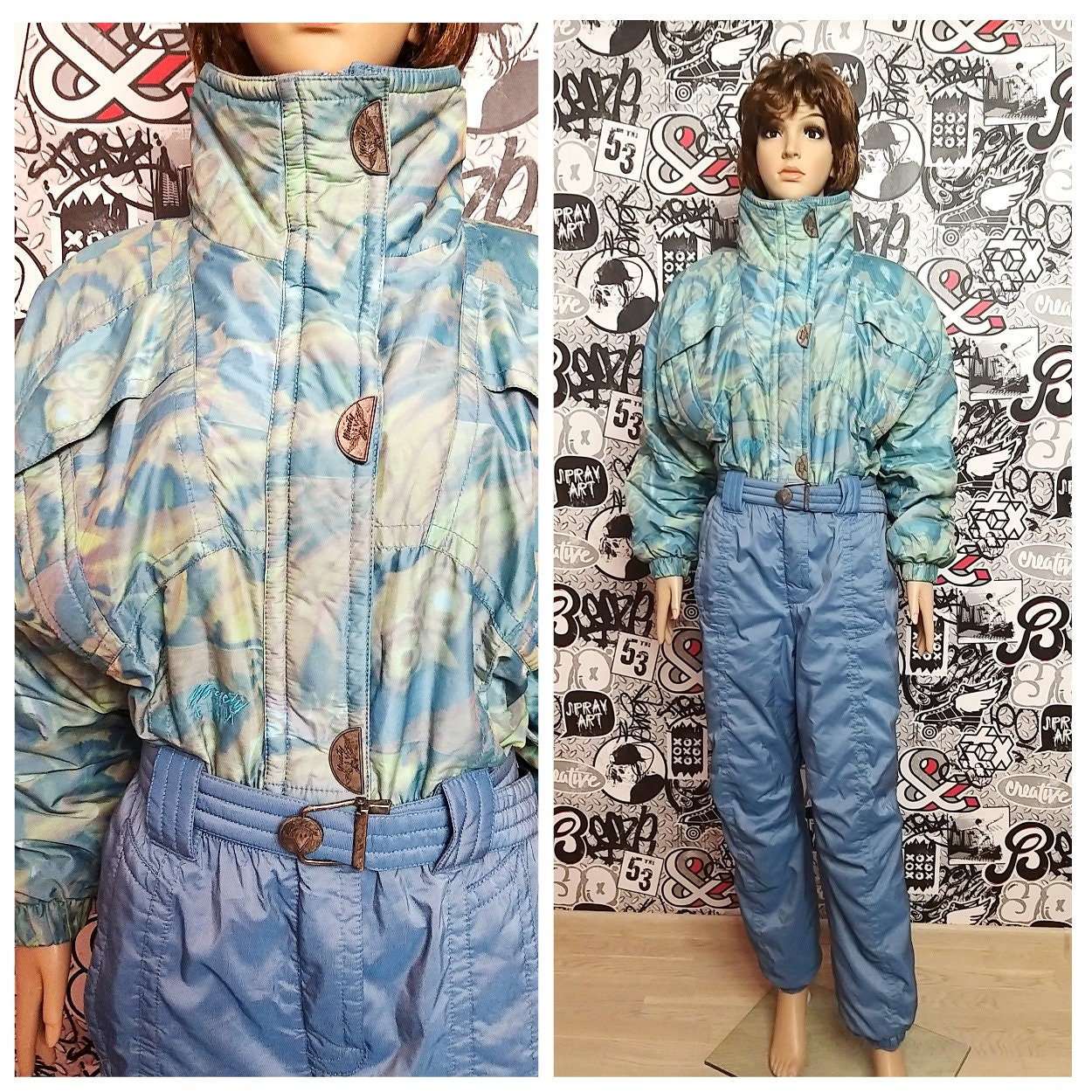 Waterproof Ski Clothing Ski Suit 80s Ski Suit S Abstract Print - Etsy