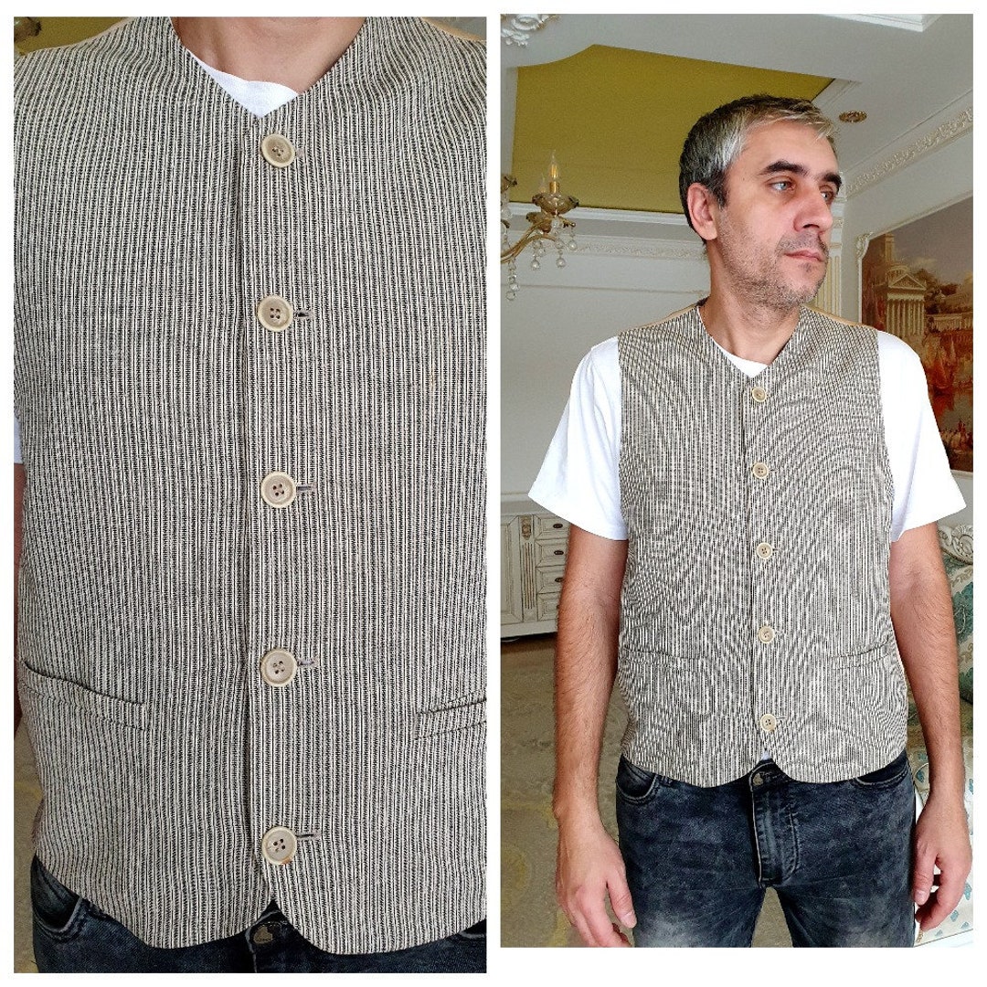 Father Gift Vest Mens Striped Vest Wedding Vest Groom Vest Boho Vest ...