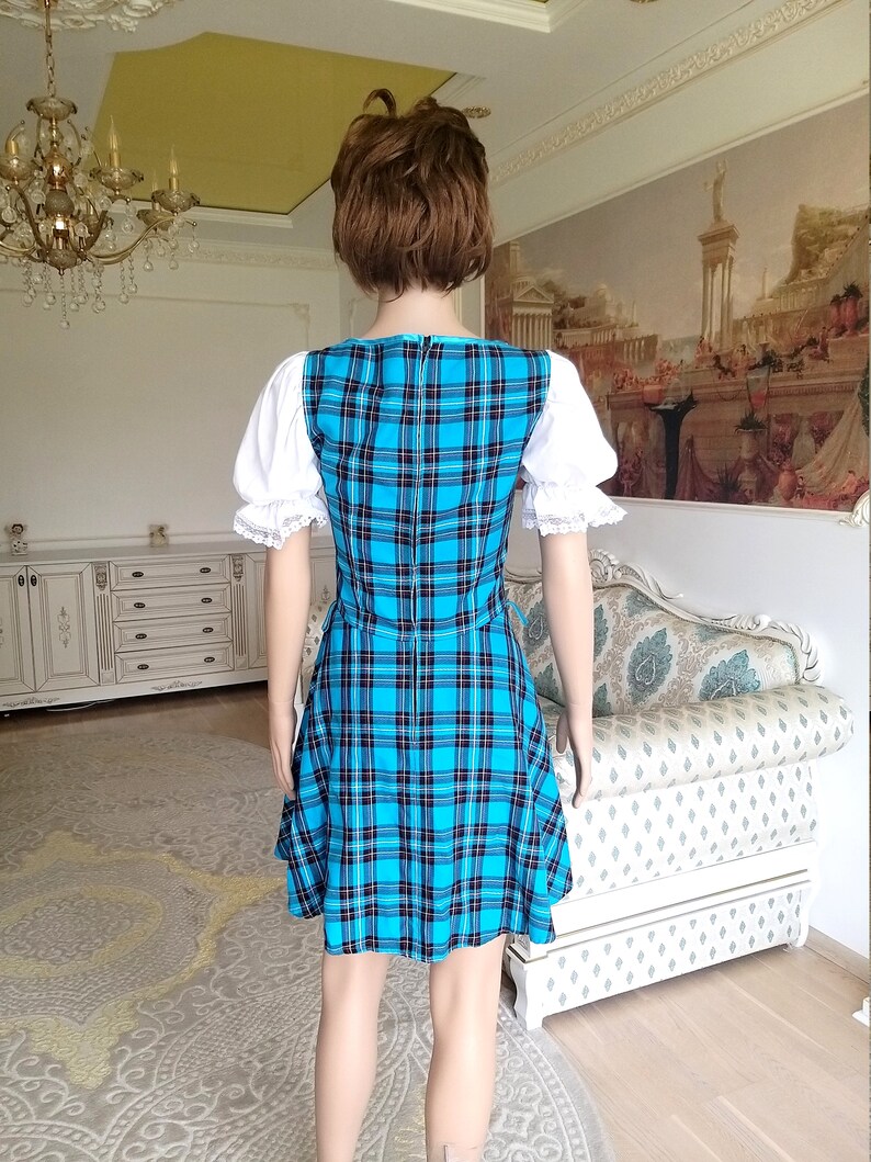 Blue Plaid Dirndl Dress Oktoberfest Clothing Blue Dirndl | Etsy