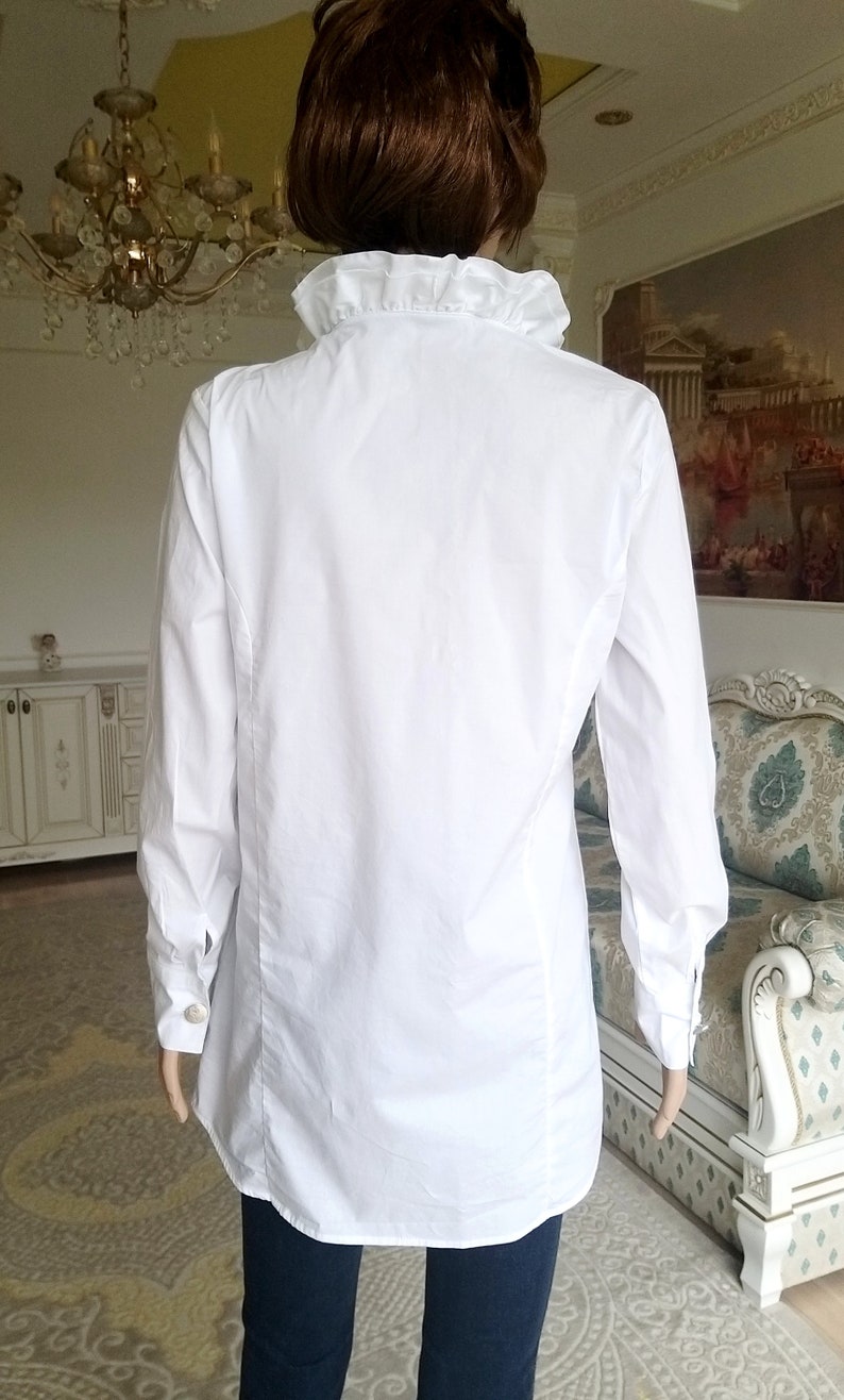 White Ruffle shirt boho shirt womens shirt Ruffle blouse white | Etsy