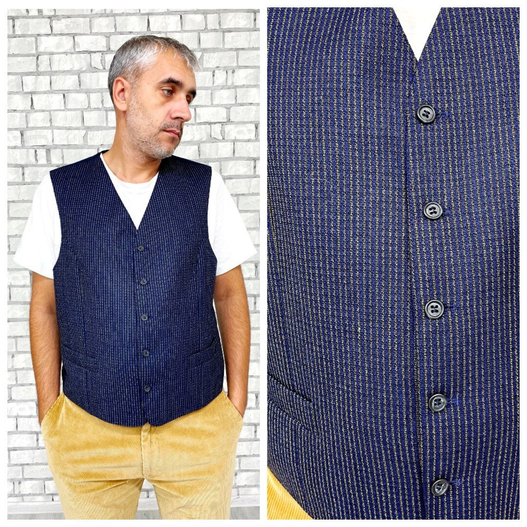 Striped Vest XL Mens Wool Vest Mens Boho Vest Mens Vest Blanket Vest ...