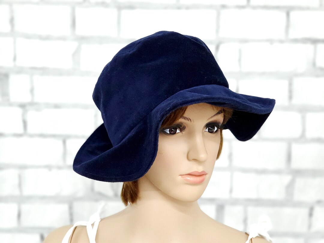 Women Accessories Navy Blue Velvet Hat Women Hat Velvet Cap Velvet ...