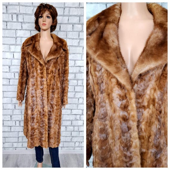Genuine mink fur coat L 80s winter coat Brown coat wo… - Gem