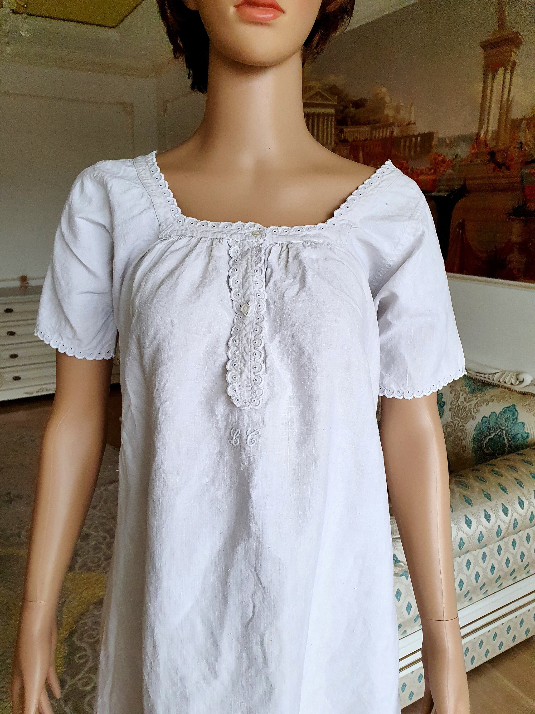 20s Antique Linen Dress Antique Dress Chemise Antique | Etsy