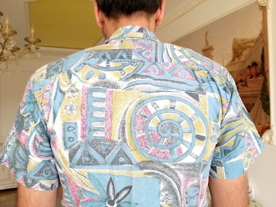 Mens Shirt S Multicolor Shirts Abstract Print Shirts Casual | Etsy