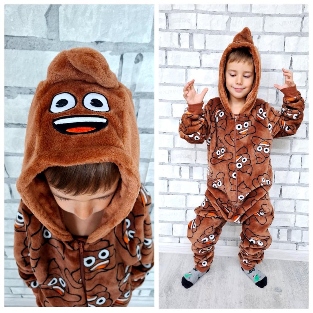 11 YEARS Children Kids Poop Emoji Print Costume Onesie Halloween ...