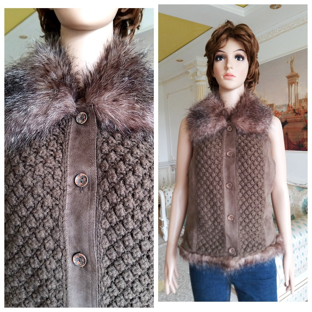 Faux Fur Vest for Women Knit Vest Womens Vest Winter Vest | Etsy