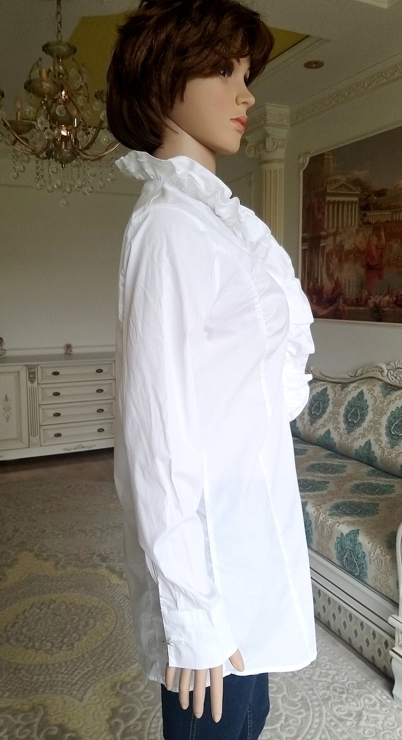 White Ruffle shirt boho shirt womens shirt Ruffle blouse white | Etsy