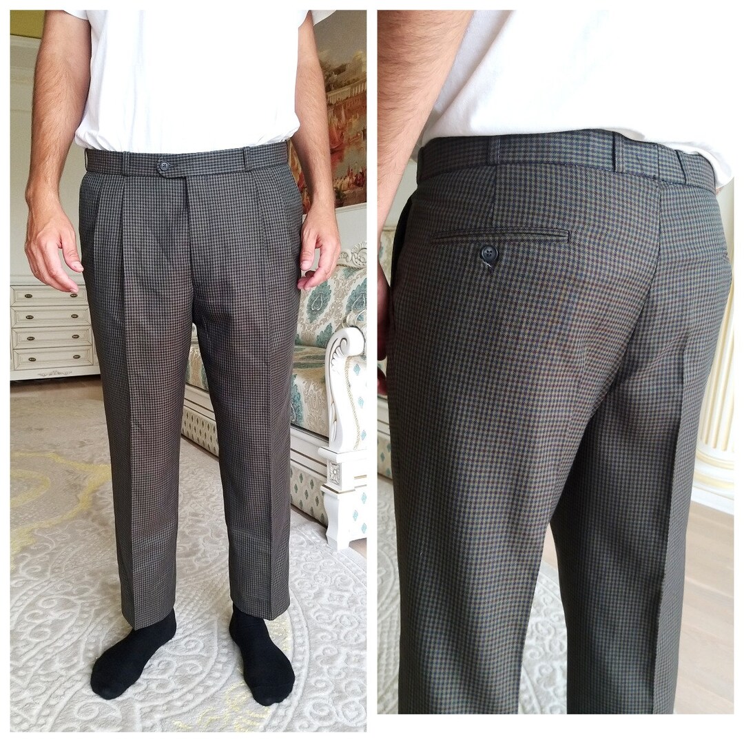 Mens Pleated Pants Retro Pant Mens Pants Chino Pants Wool Pants ...