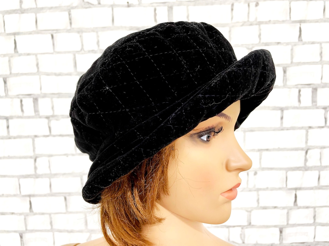 Velvet Black Bucket Hat Women Accessories Black Velvet Hat Women Hat ...