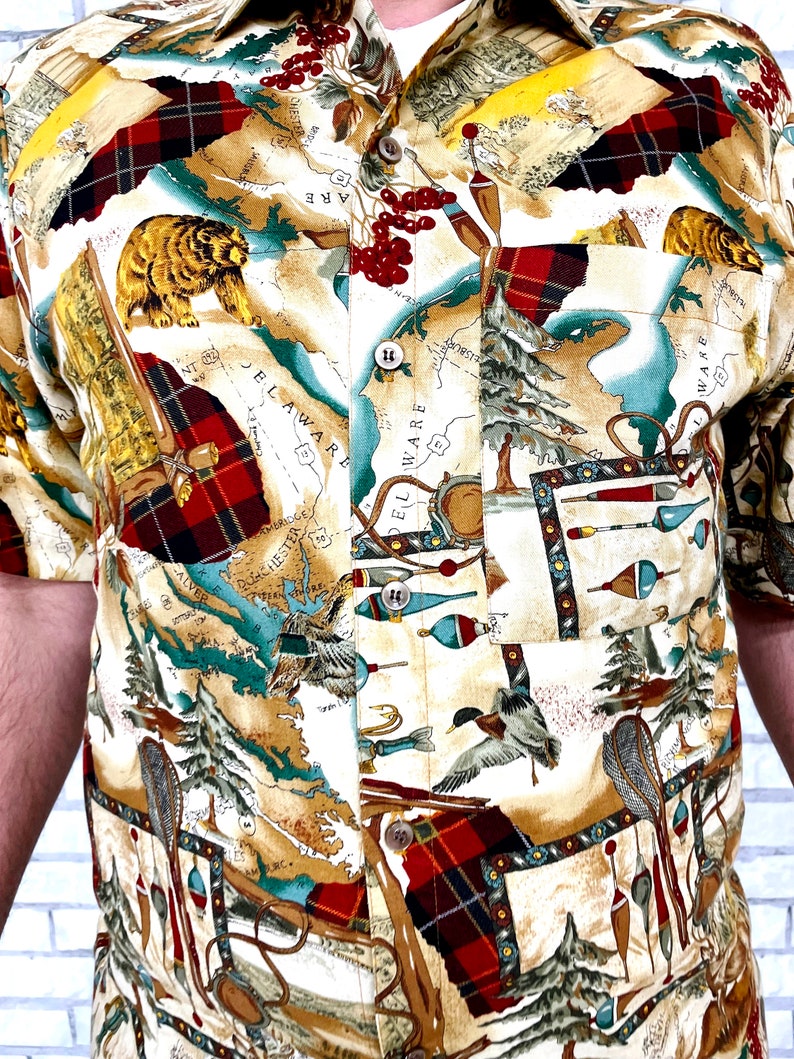 Hunter Gift Huntsman Shirt L World Map Print Shirts Boho Shirts Hippie ...