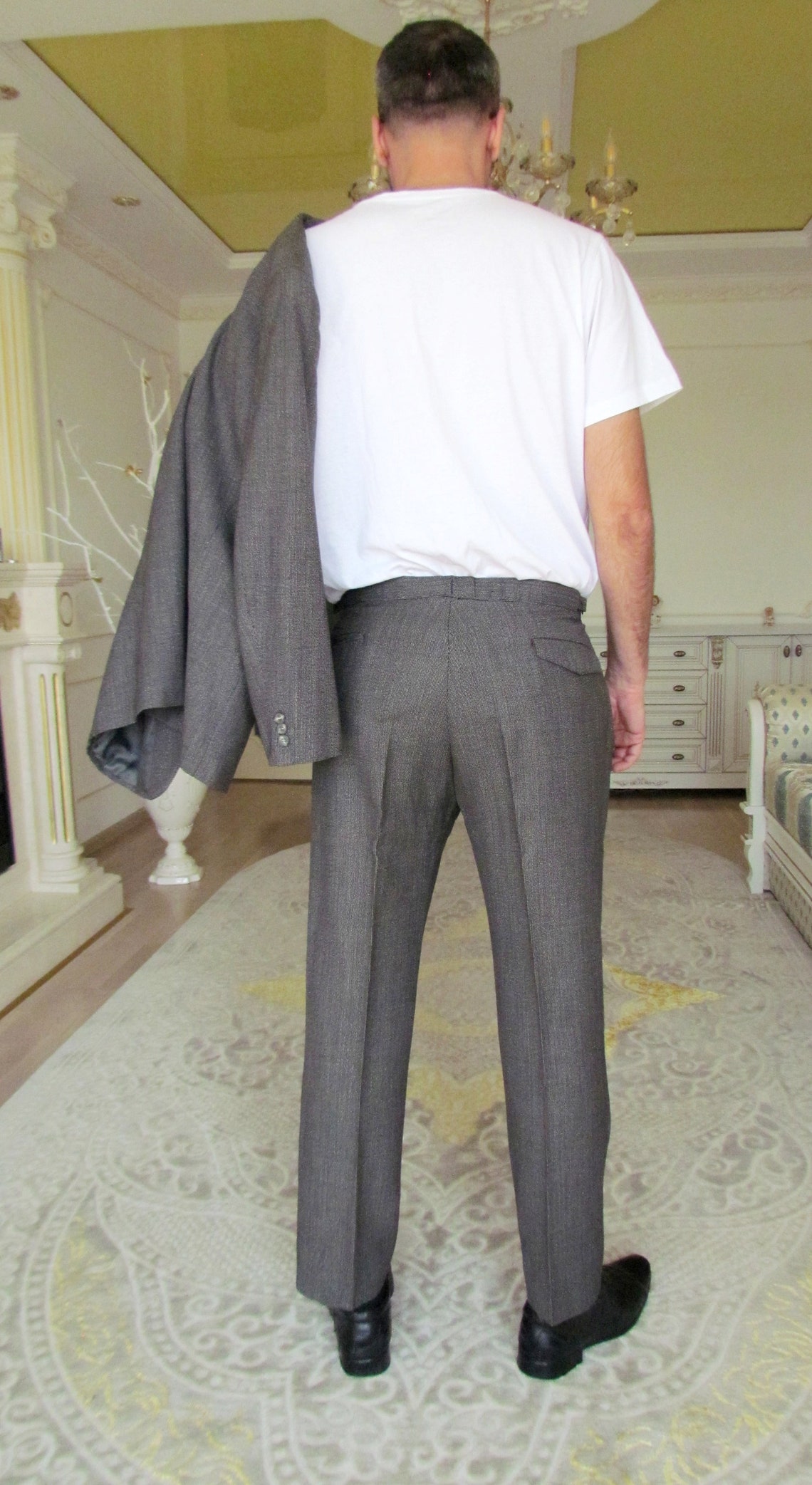 Mens Suit Vintage Gray Mens Suit Retro Suit Two Piece Suit | Etsy