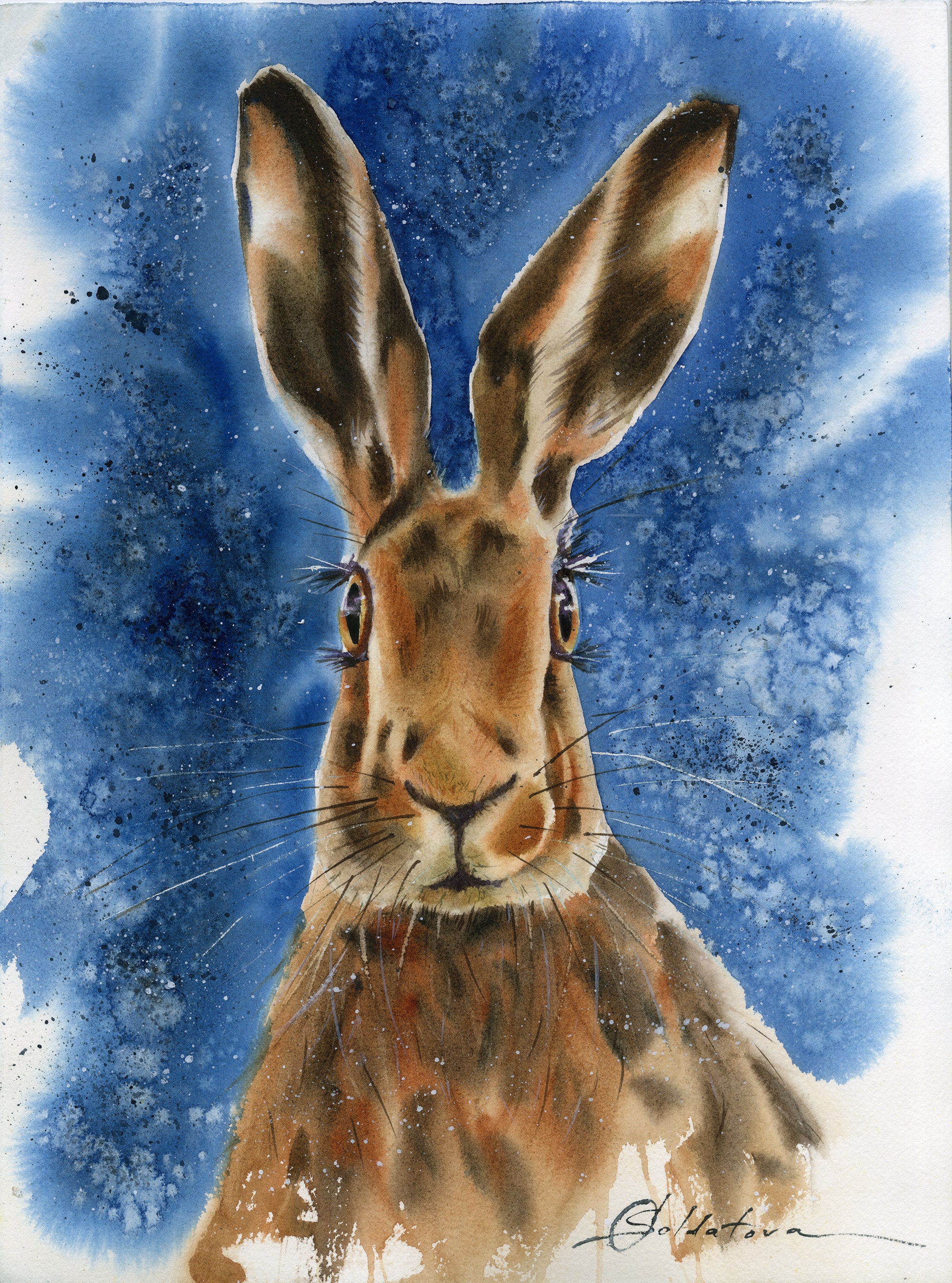 Magical Winter Hare Watercolor Painting Original or Print - Etsy