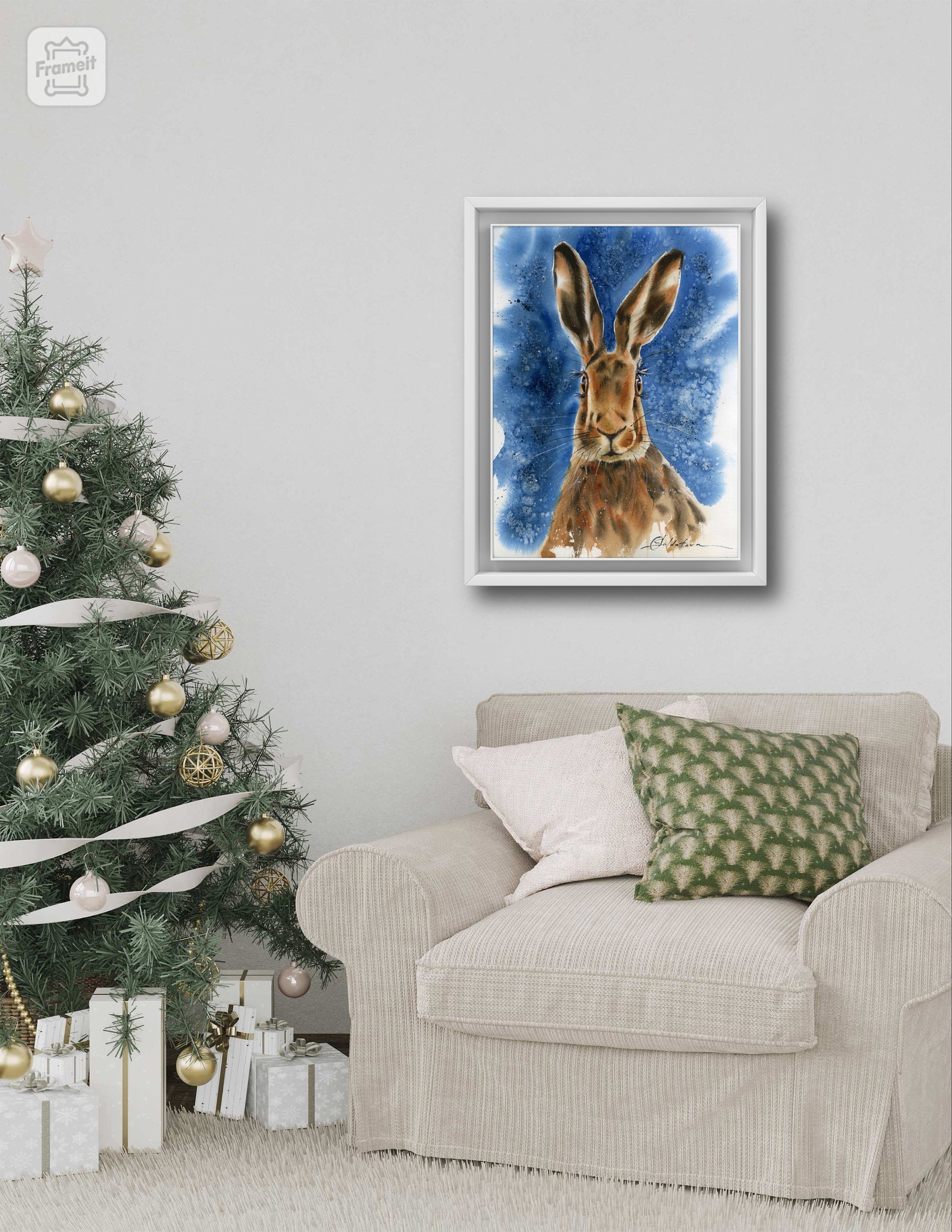 Rabbit, Digital Watercolor Painting, Printable Original Watercolor Art ...