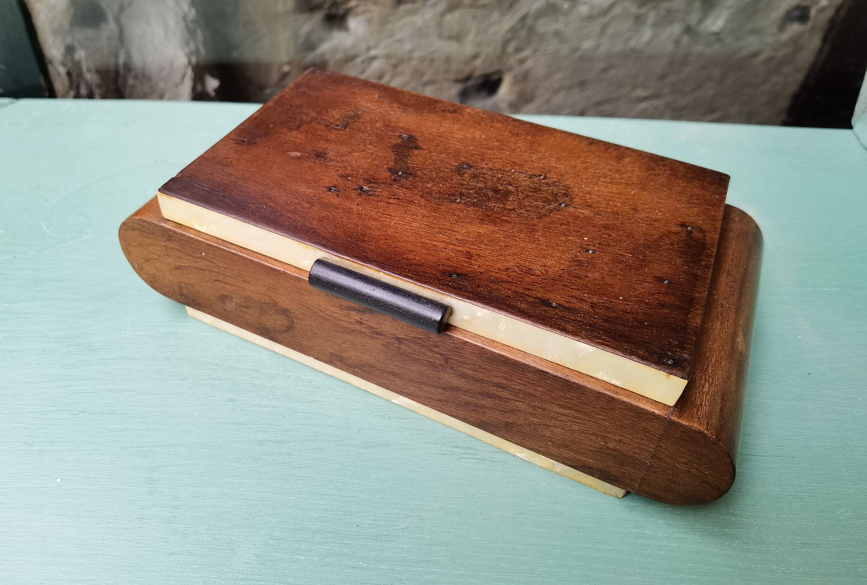 Antique Art Deco Wood & Bakelite Box - Etsy