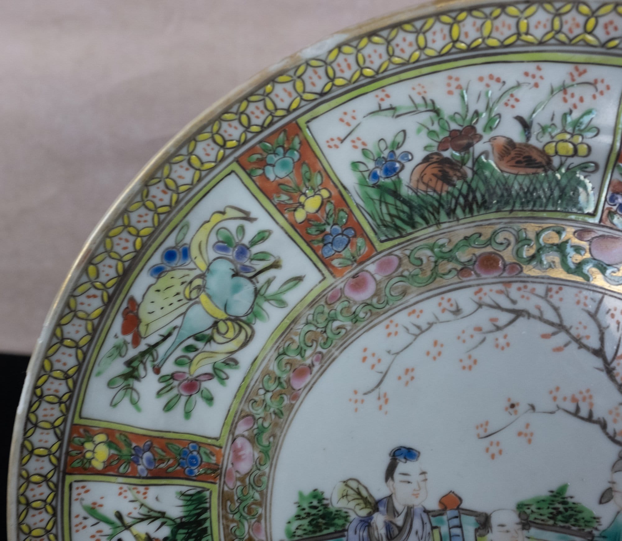 Antique Chinese Qing Dynasty Porcelain Plate With Colorful Enamel ...