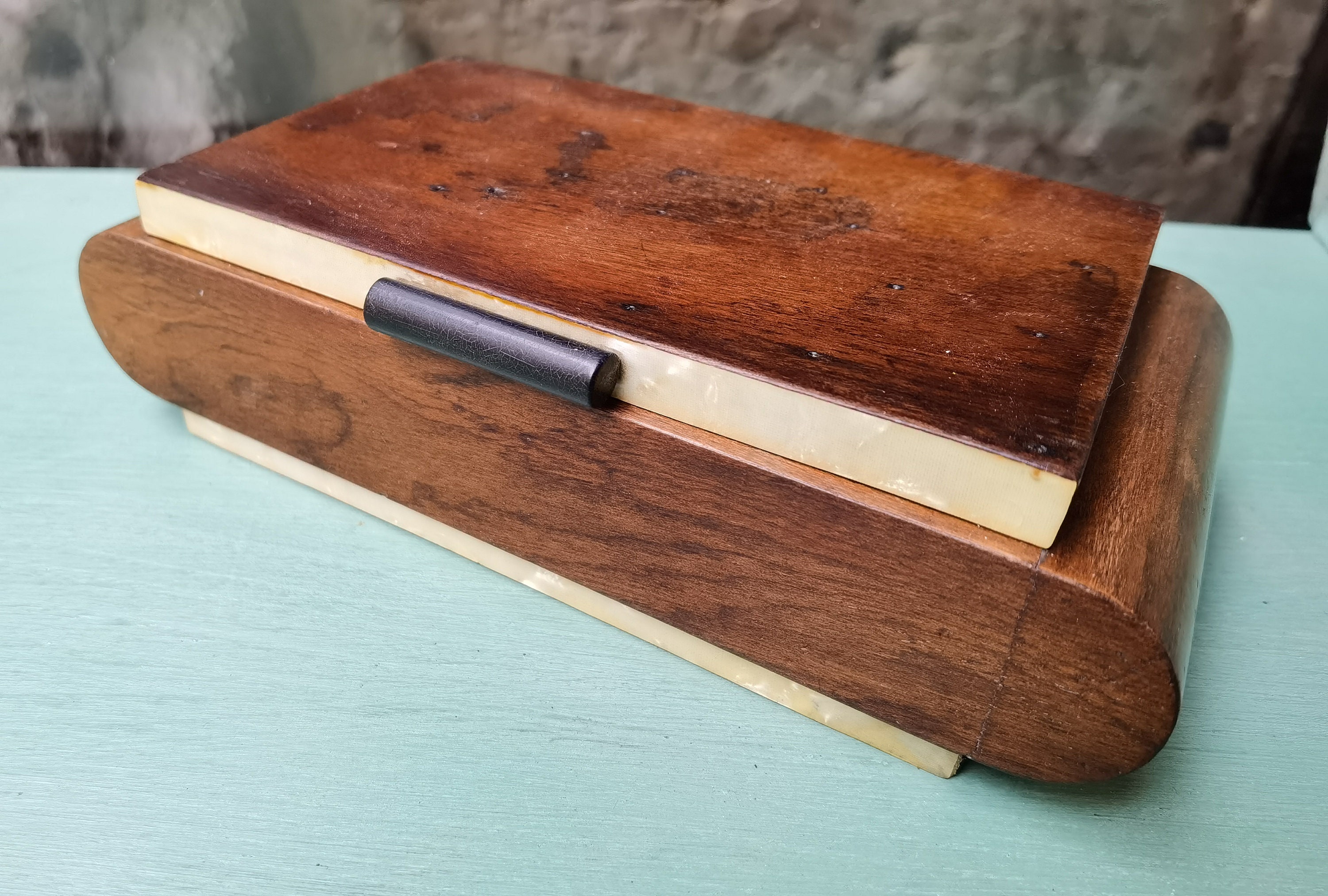 Antique Art Deco Wood & Bakelite Box - Etsy