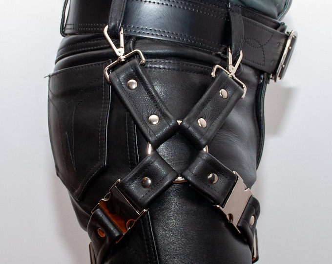 One-size Leather Leg Harness Wide Strap Silver Metal - Etsy