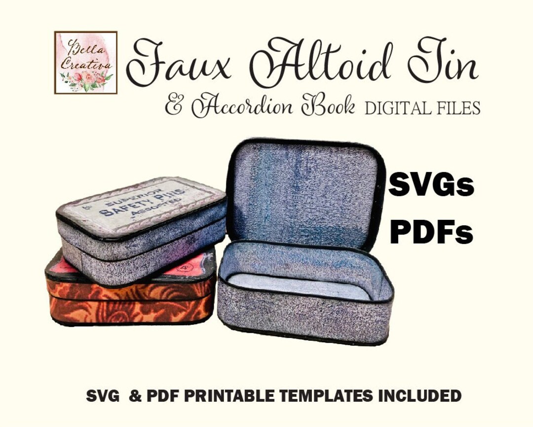 Faux Altoid Tin & Accordion Book SVG Files and PDF Printable Templates ...