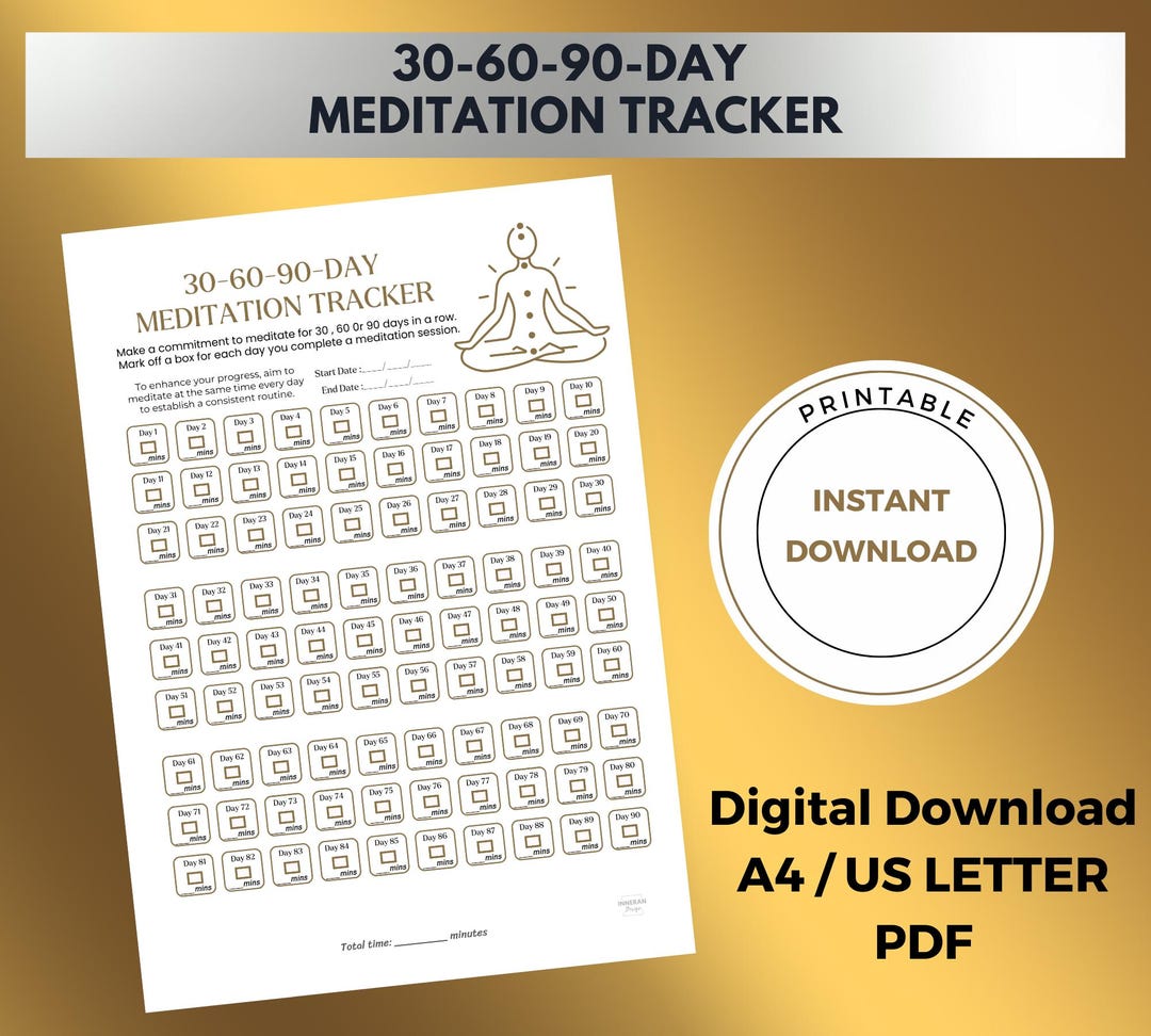 Meditation Tracker, Printable Meditation Journal, Simple Tracker, Daily ...