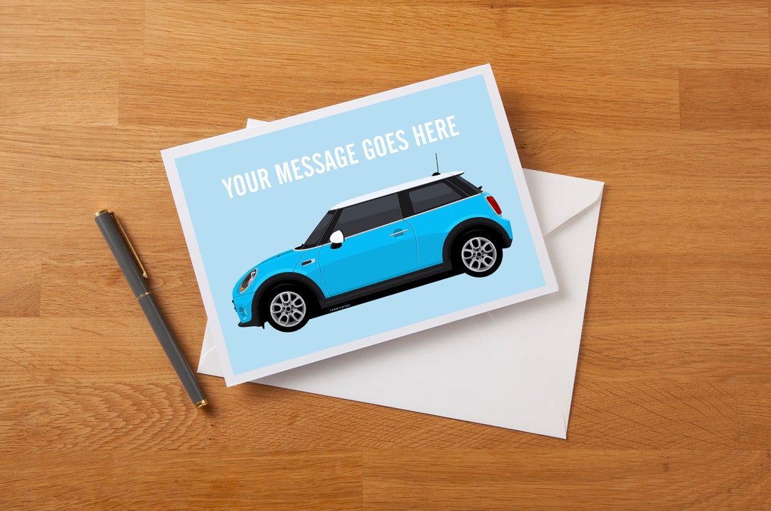 Personalised Mini Fan Art Greetings Card, Birthday Card, New Car Card ...