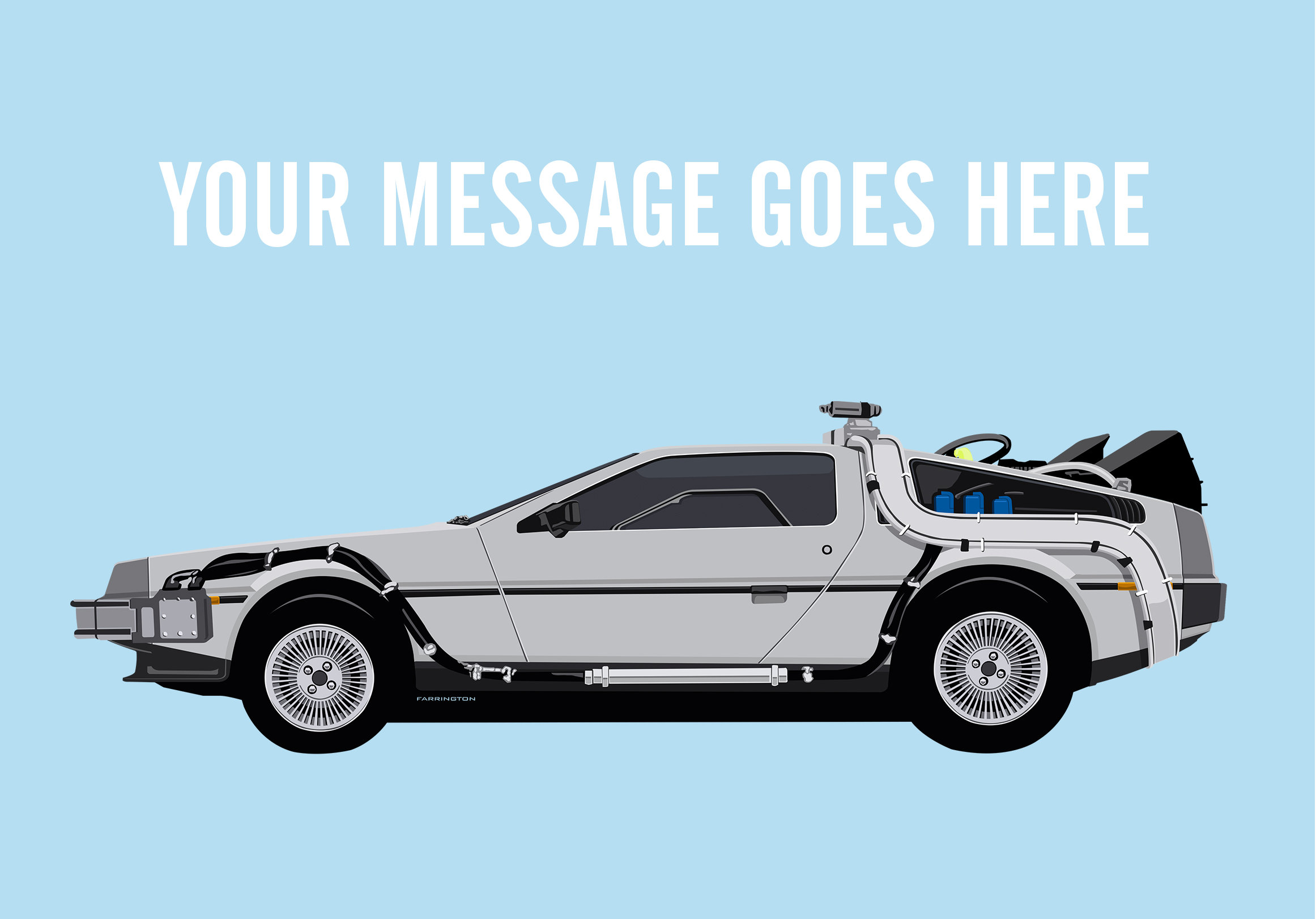 Personalised Delorean Fan Art Greetings Card - Etsy
