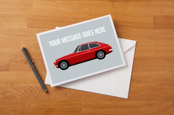 Personalised MGB GT Fan Art Greetings Card | Etsy