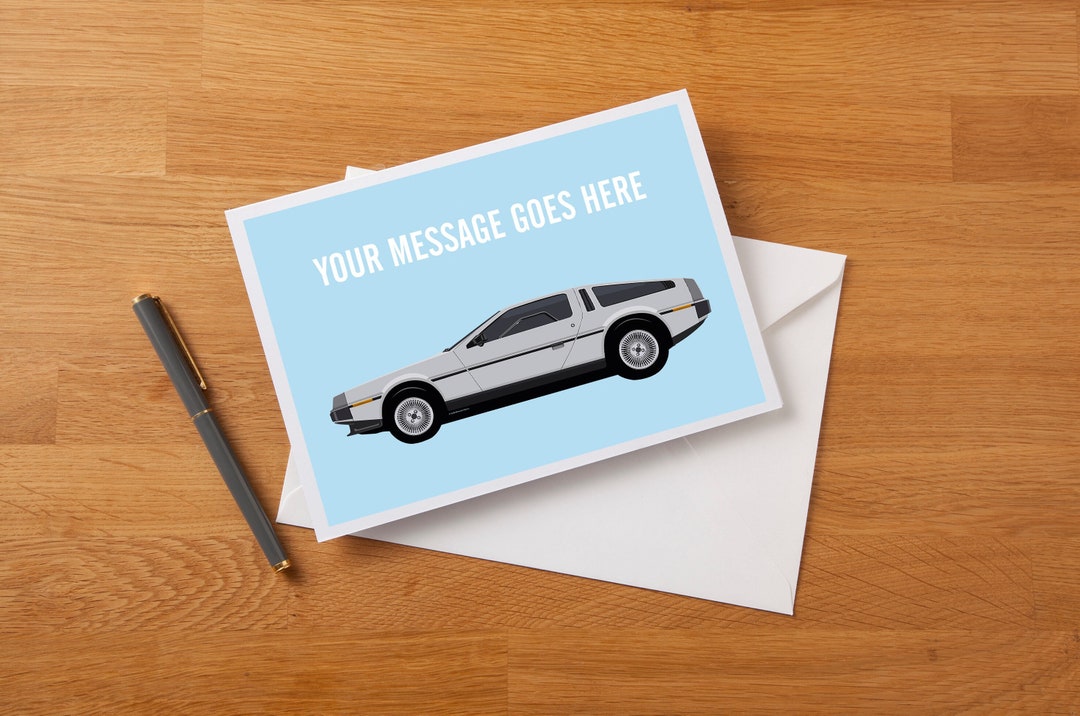 Personalised Delorean Fan Art Greetings Card, Birthday Card - Etsy