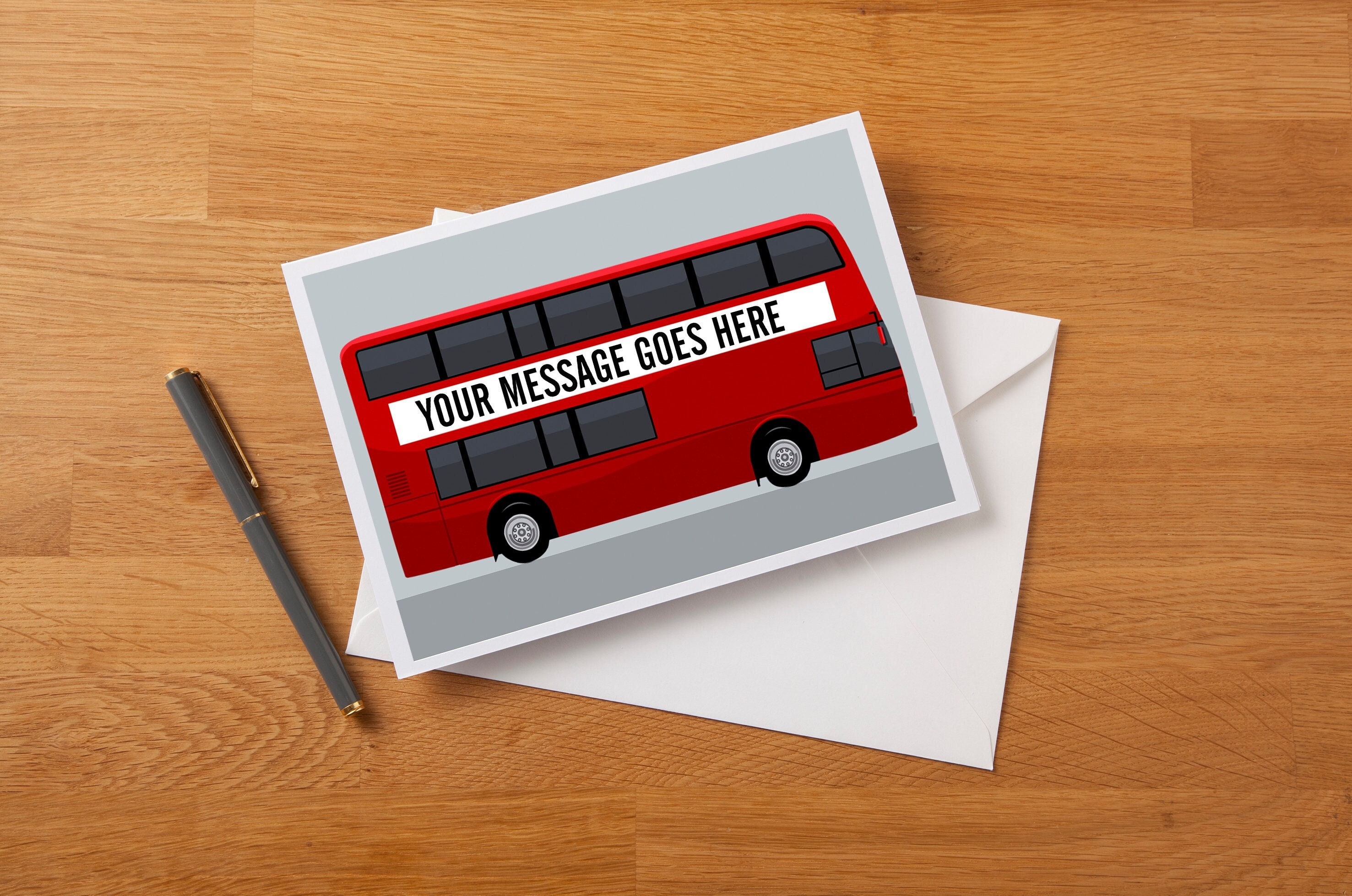 Personalised Double Decker Bus Art Greetings Card - Etsy UK
