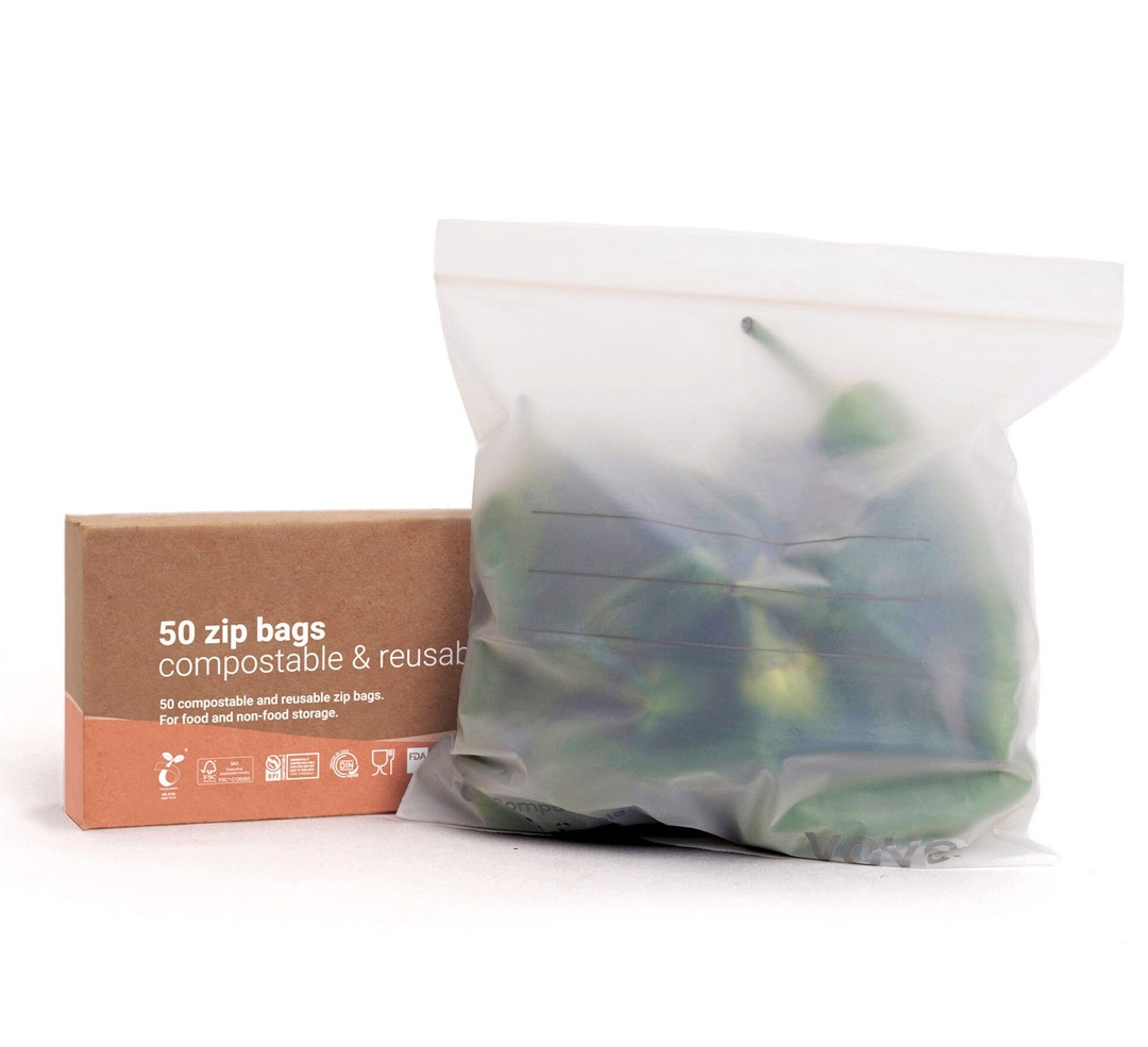 Vove Compostable Zip Bags: Eco-friendly, Leak-proof & Freezer-safe Food ...