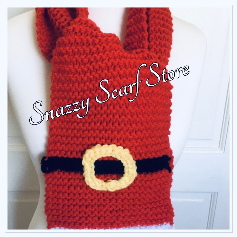 Hand Knitted Santa Scarf Festive Scarf Knitted Santa Scarf - Etsy UK
