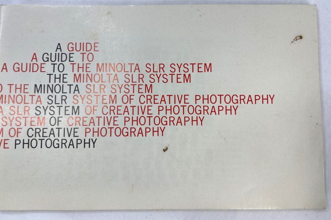A Guide to the Minolta SLR System Creative Photography - Etsy