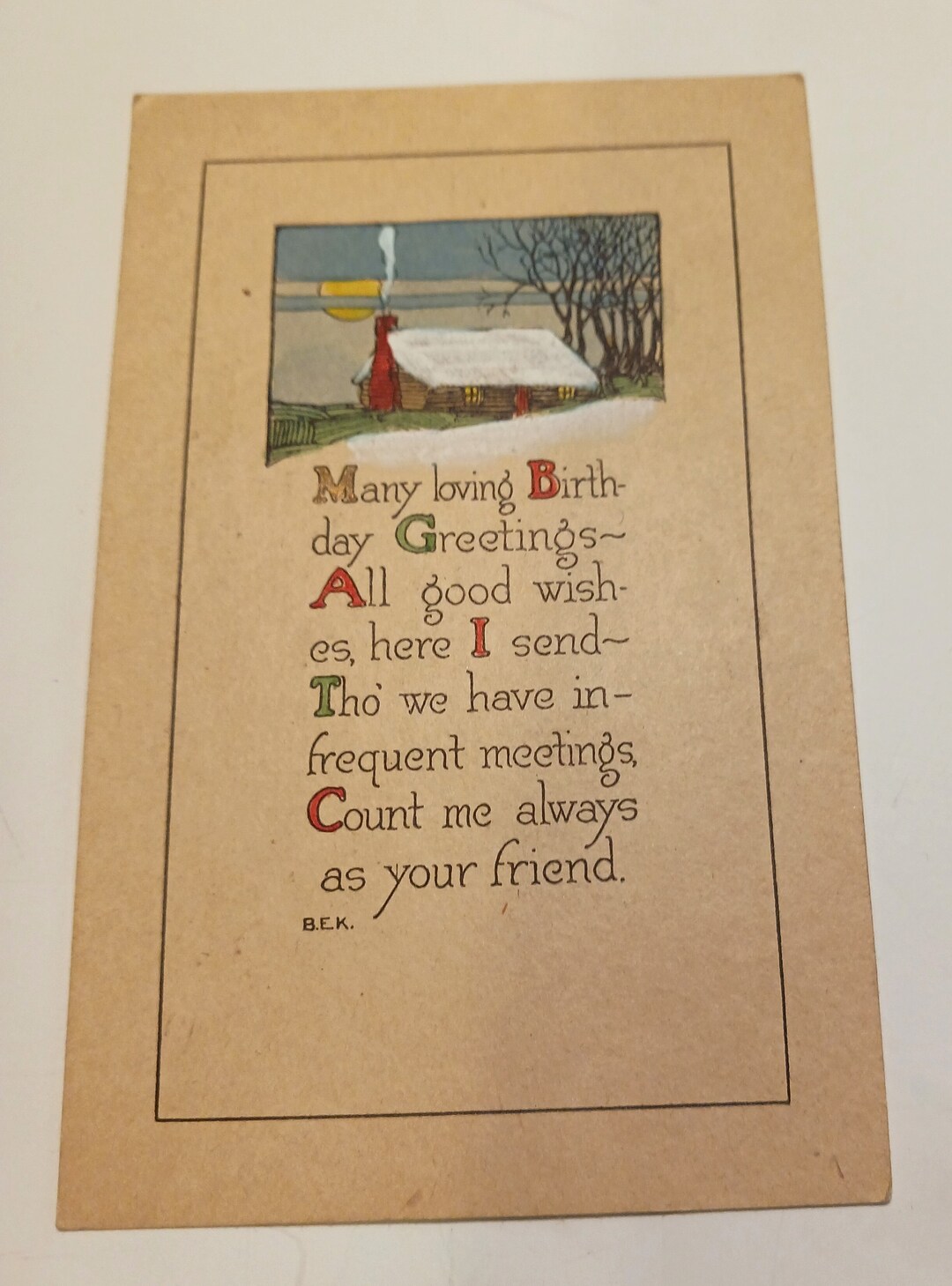 Vintage Birthday Greeting Postcard Log Cabin Postmarked 1913 Winchendon ...
