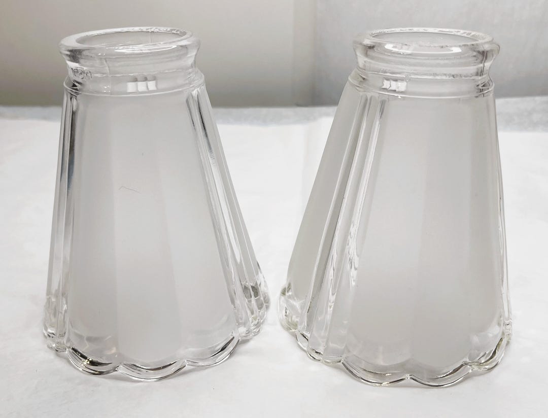 2 Frosted Ribbed and Clear Glass Lamp Shade UG10582304744 5 Tall Art ...