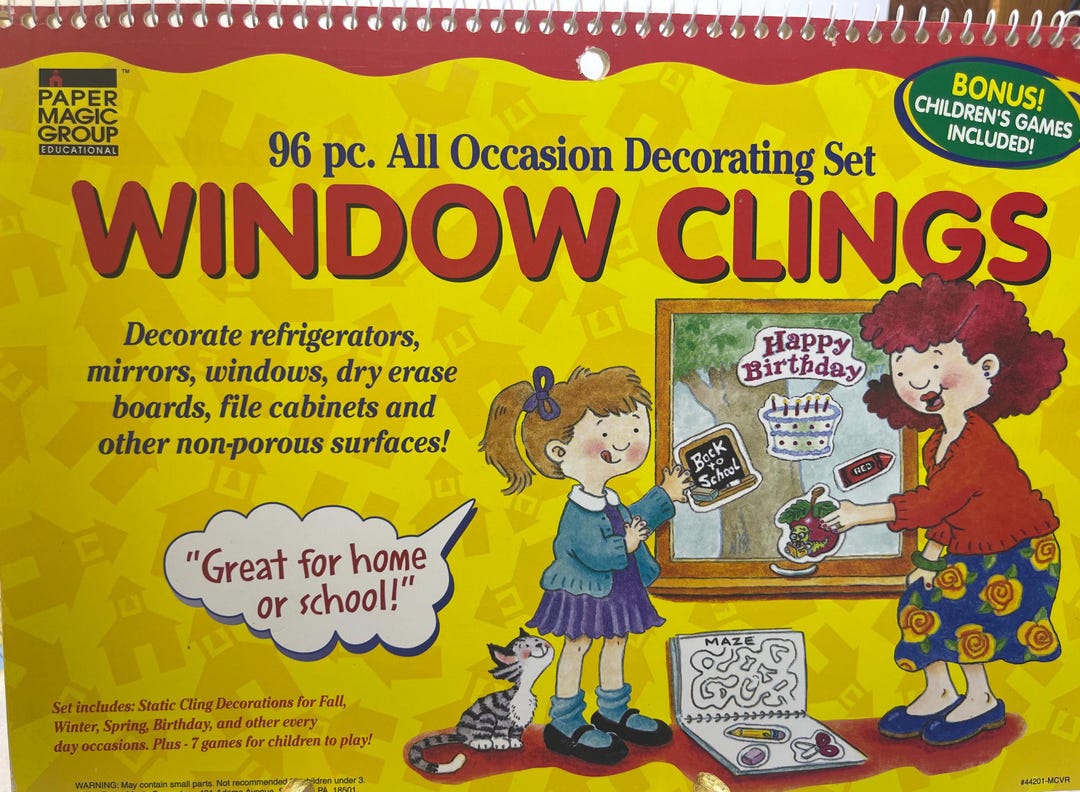 Paper Magic Group 96 Window Clings Spiral Book All Occasion Decorating ...