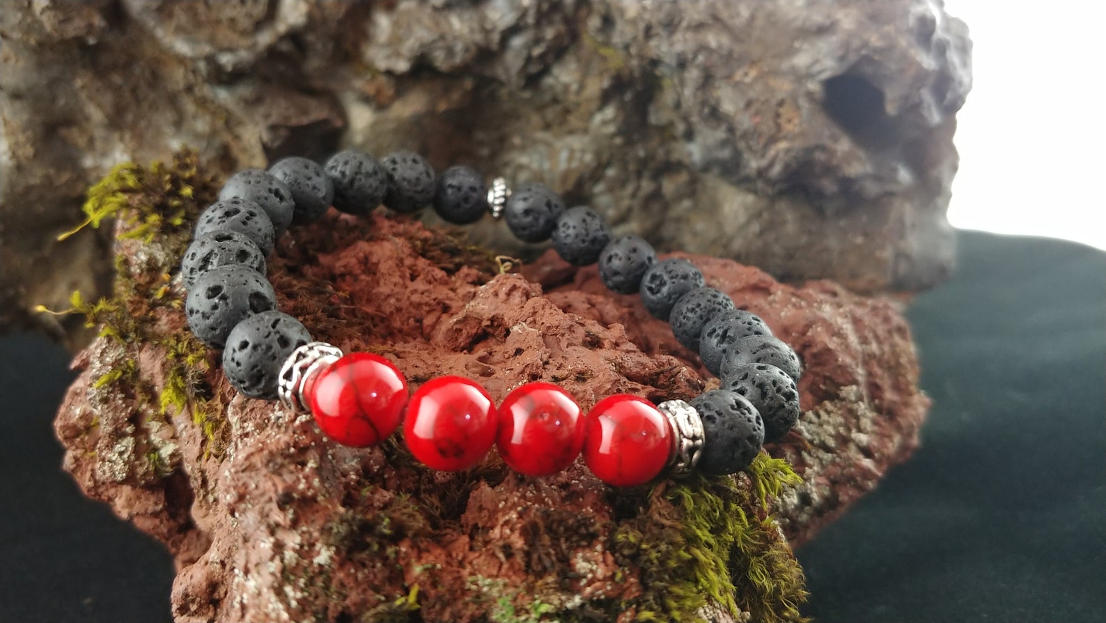 Volcano Fire Bracelet Handmade Lava Bracelet With Dyed - Etsy