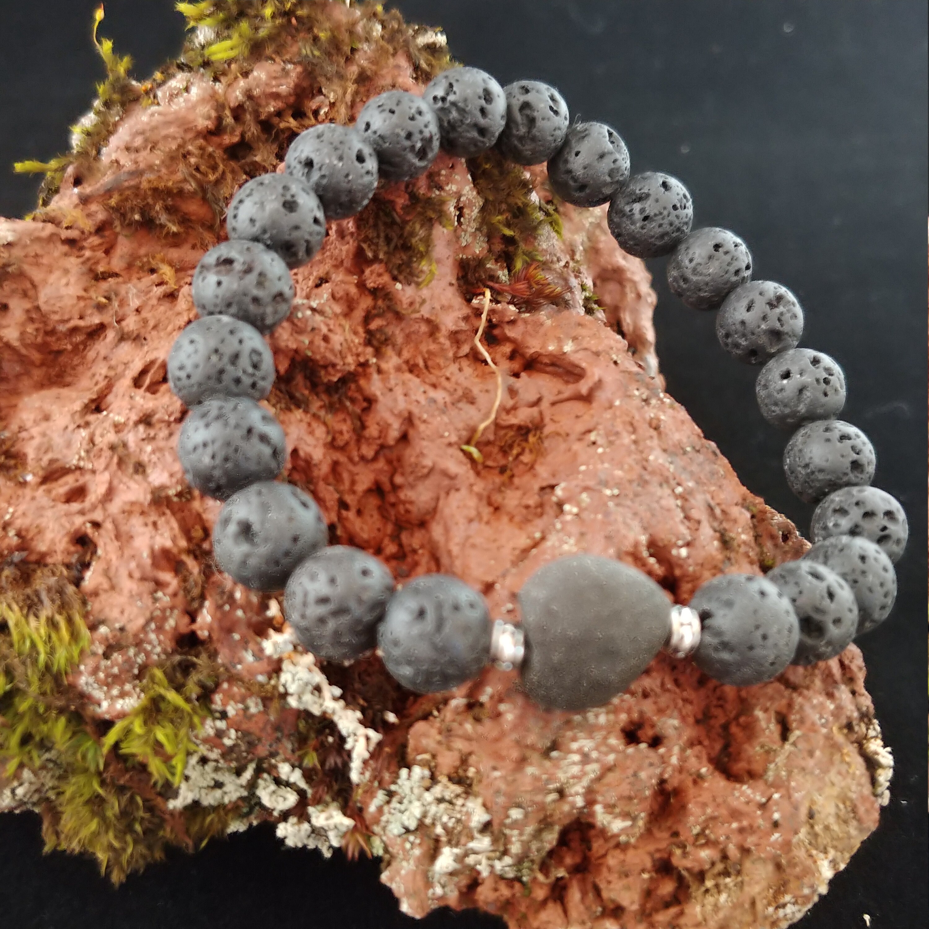 Lava Rock Bracelet With Lava Heart - Etsy