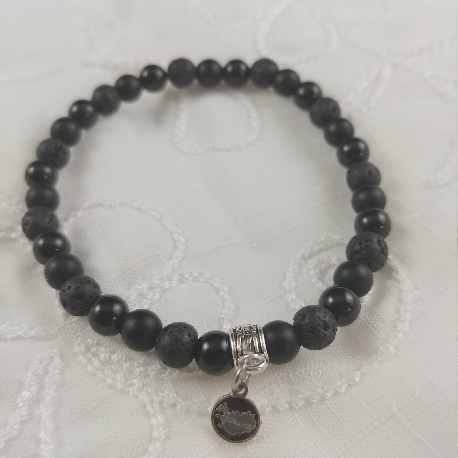 Lava and Onyx Bracelet With Iceland Charm 2 Types | Etsy