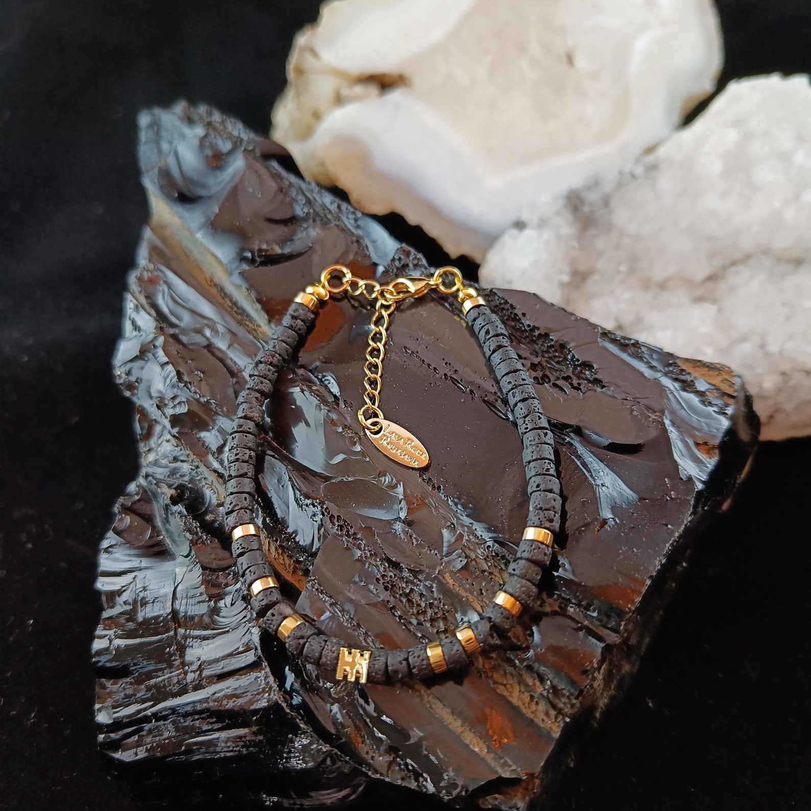 Lava Rock Reykjavik Gold Lava Stone Jewelry Set - Etsy
