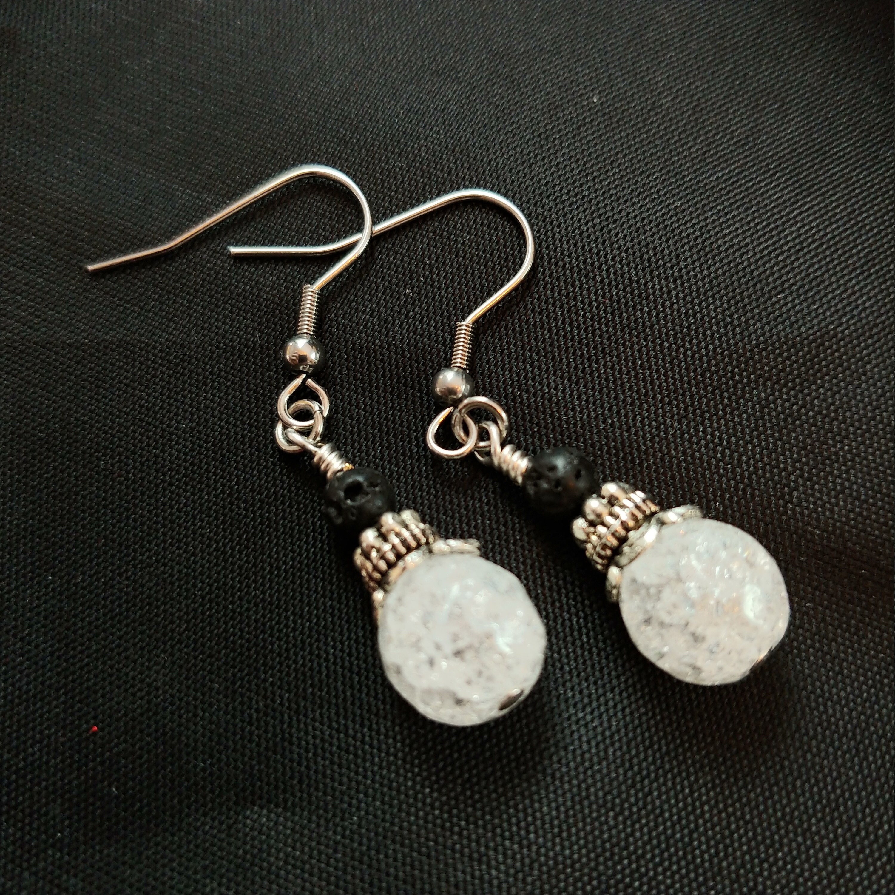 Ice Earrings With 4mm Lava Icelandic Handmade Jewelry - Etsy