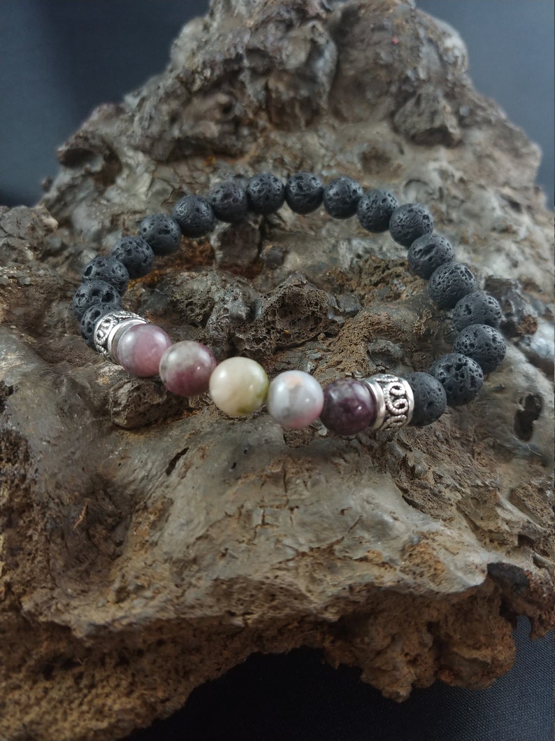 Icelandic Handmade Lava Bracelet With Natural Tourmaline - Etsy