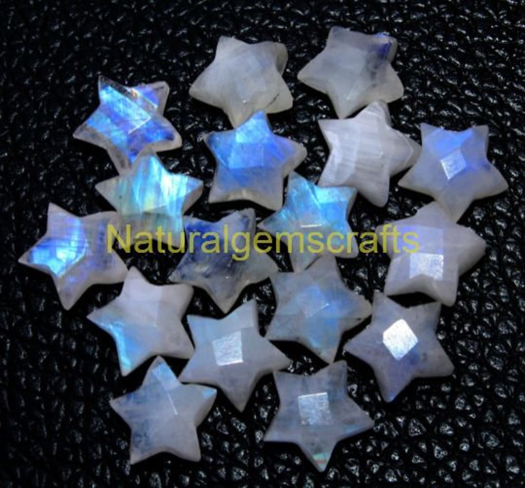 8 Pieces Natural Rainbow Moonstone, Star Shape Stone, Fancy Shape Stone ...