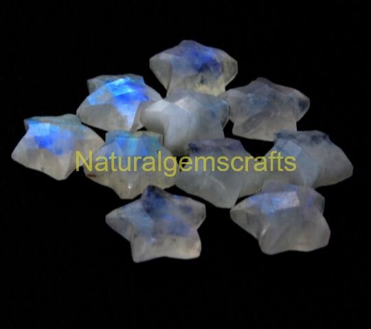 8 Pieces Natural Rainbow Moonstone Star Shape Stone Fancy - Etsy