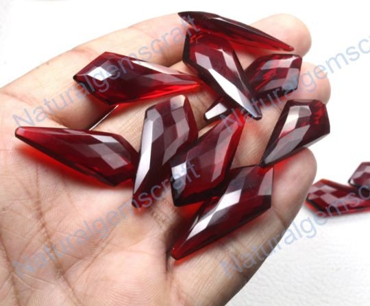 10 Pieces Garnet Quartz Gemstone, Fancy Gemstone, Top Drilled Gemstone ...