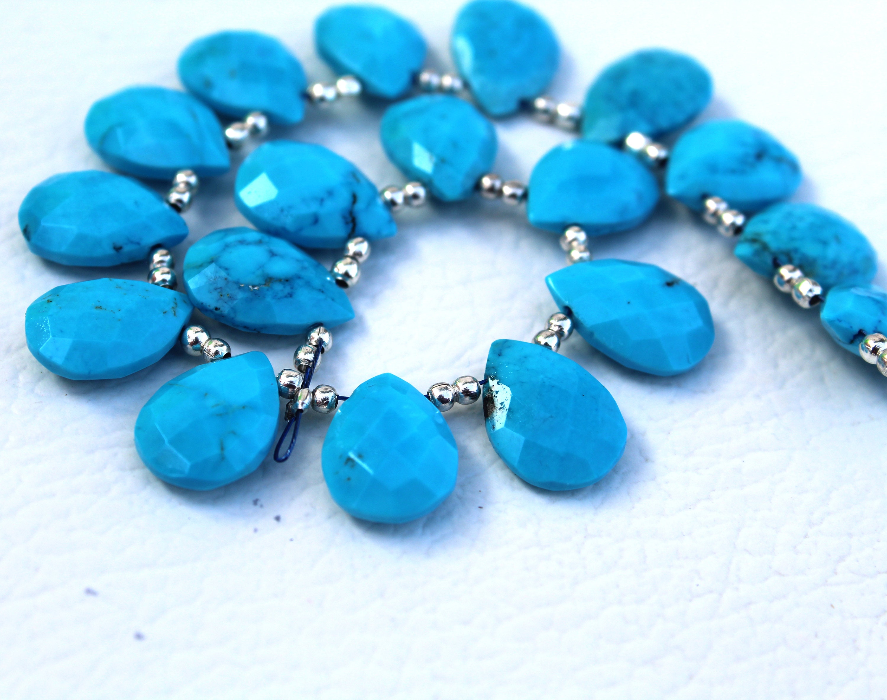 10 Pieces Howlite turquoise gemstone Handmade Drilled | Etsy