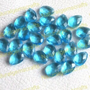 Sky Blue Topaz Gemstone, 10 Pieces Faceted Stone Beads, Half Drill ...