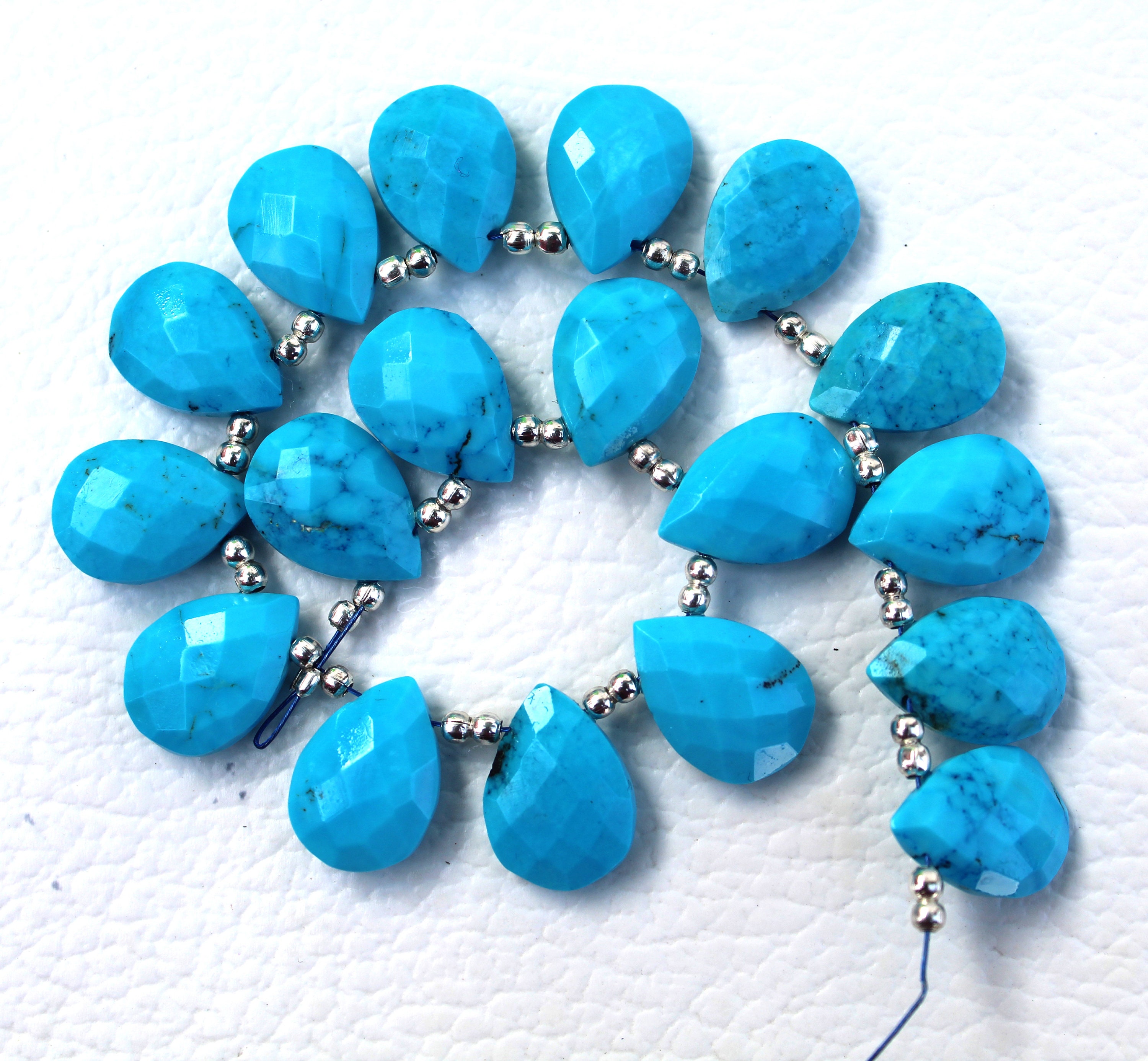 10 Pieces Howlite turquoise gemstone Handmade Drilled | Etsy